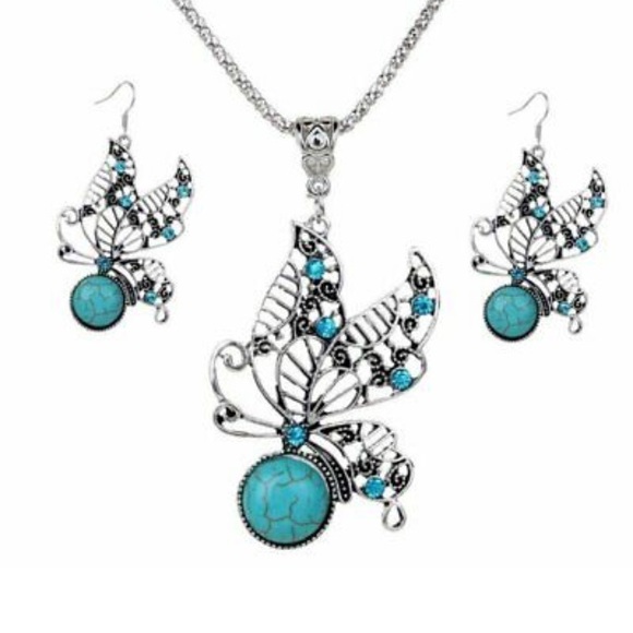 Jewelry | Gorgeous Vintage Turquoise Silver Butterfly Set | Poshmark